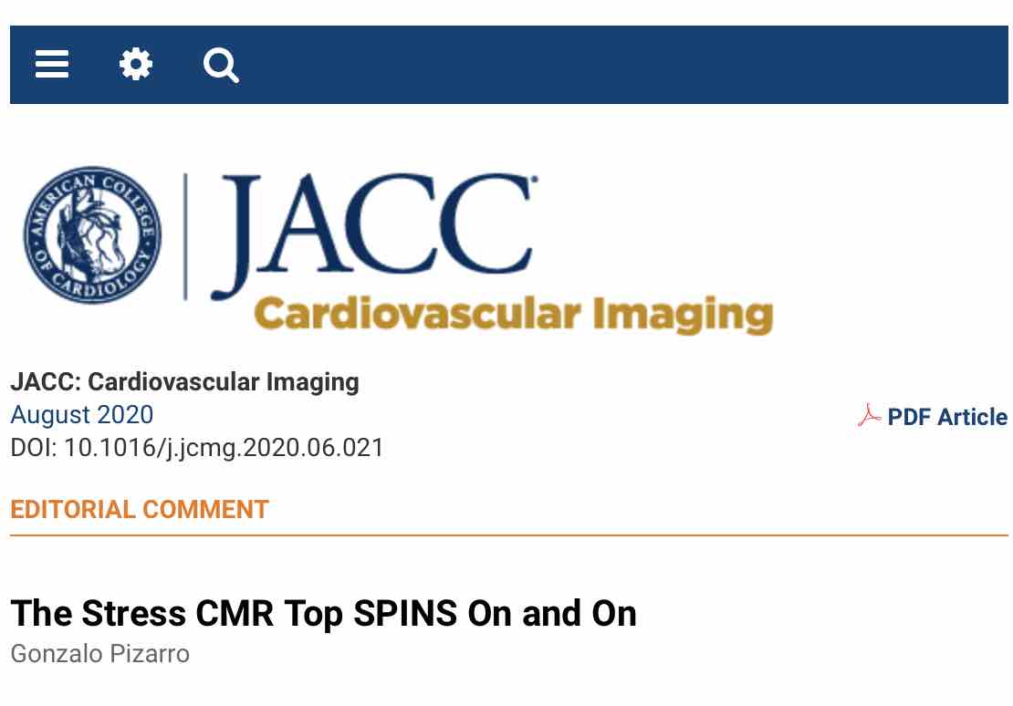 JACC Cardiovascular Imaging: The Stress CMR Top SPINS On and On ...